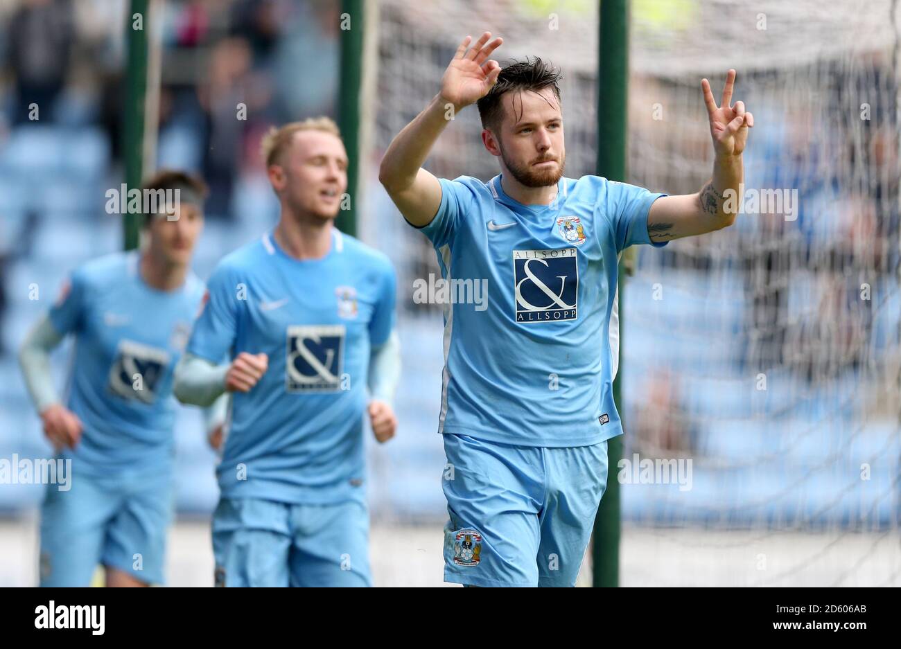 Coventry City's Marc McNulty celebrates scoring his side's third goal ...