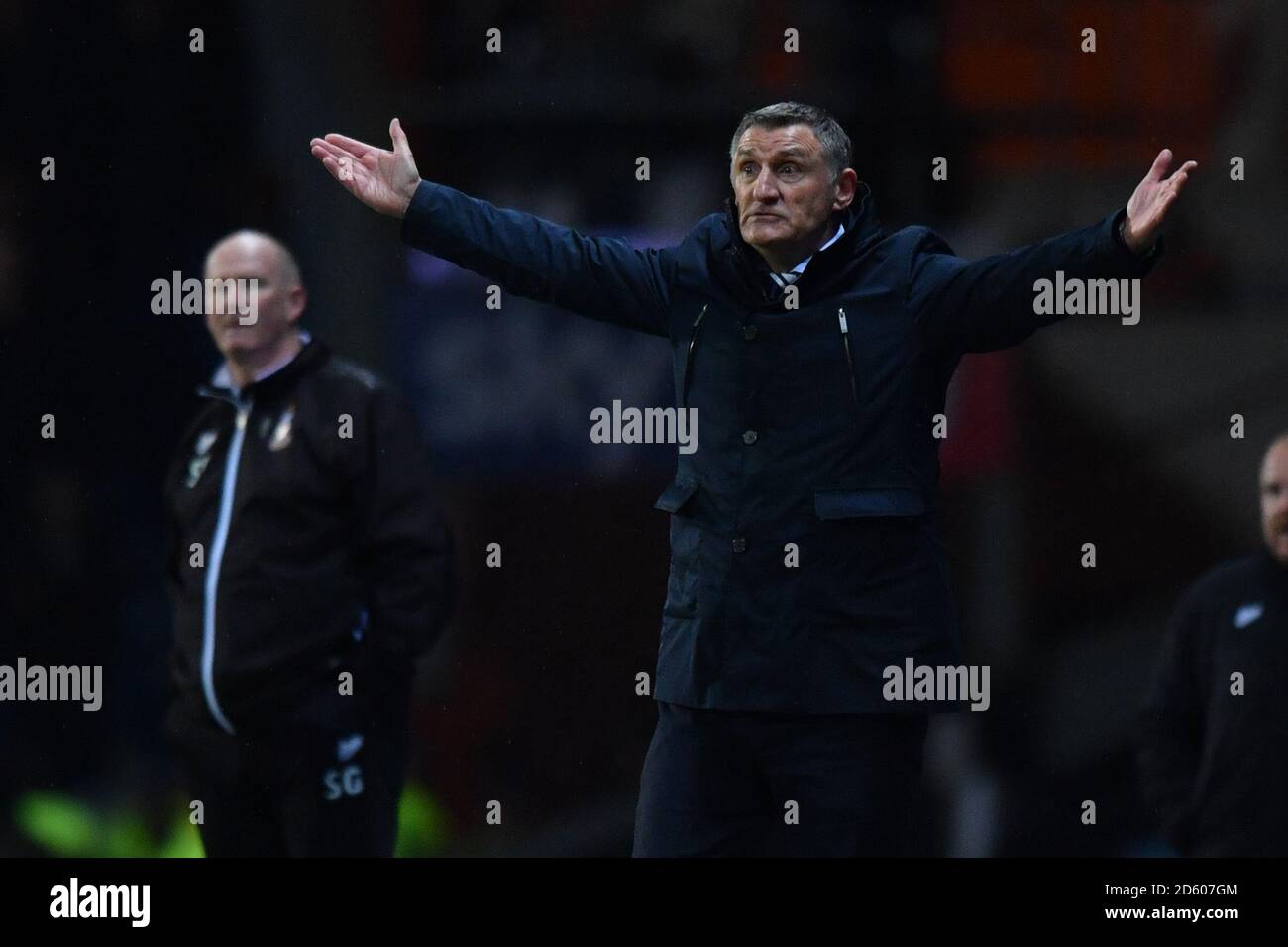 Blackburn rovers manager tony mowbray reacts hi-res stock photography ...