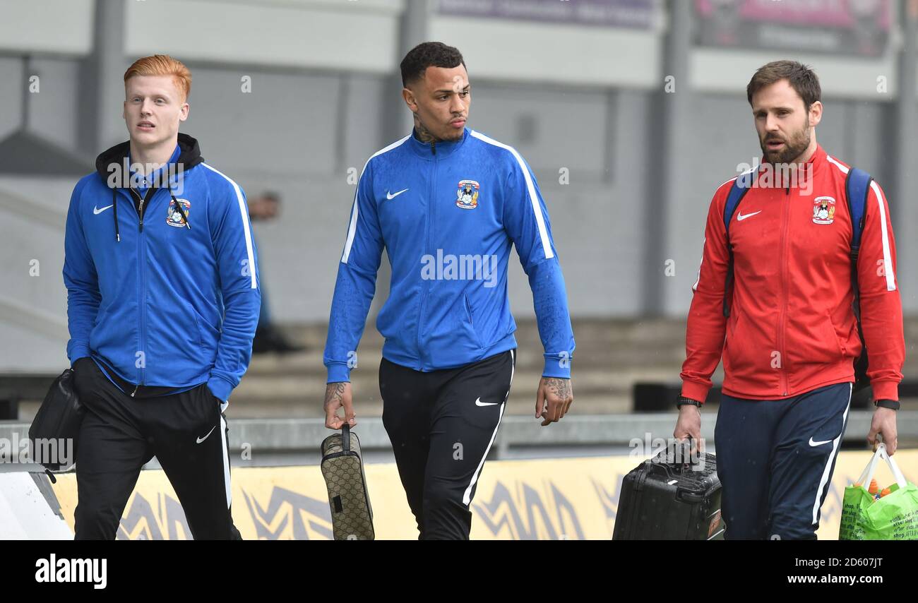 Coventry City players arrive at Rodney Parade Stock Photo - Alamy