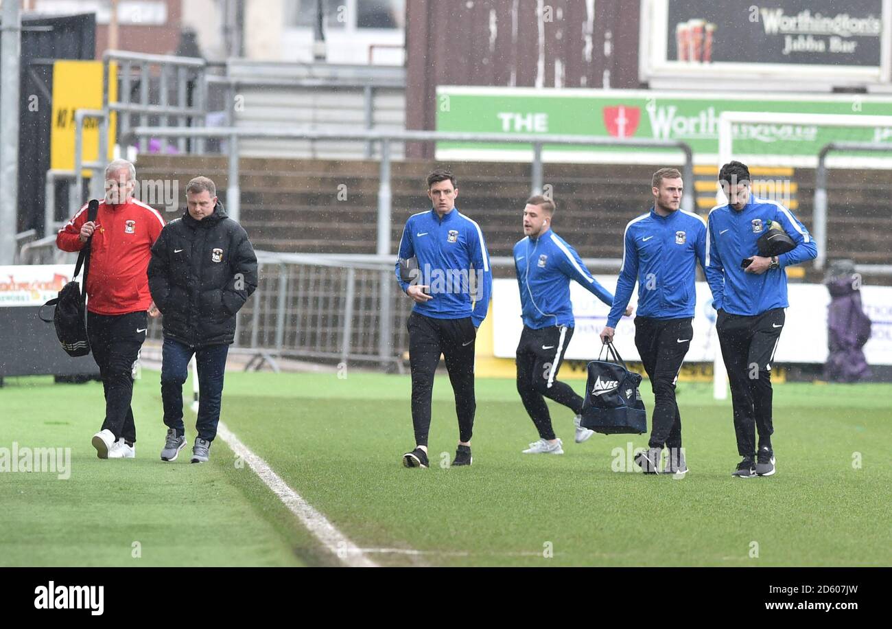 Coventry City players arrive at Rodney Parade Stock Photo - Alamy