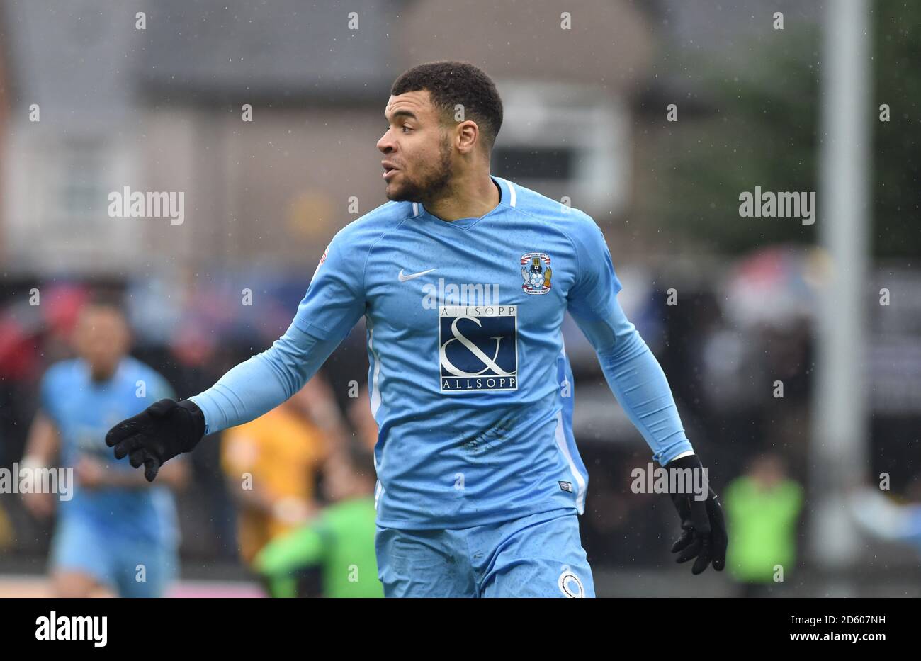 Coventry City's Max Biamou elebrates his goal against Newport County to ...