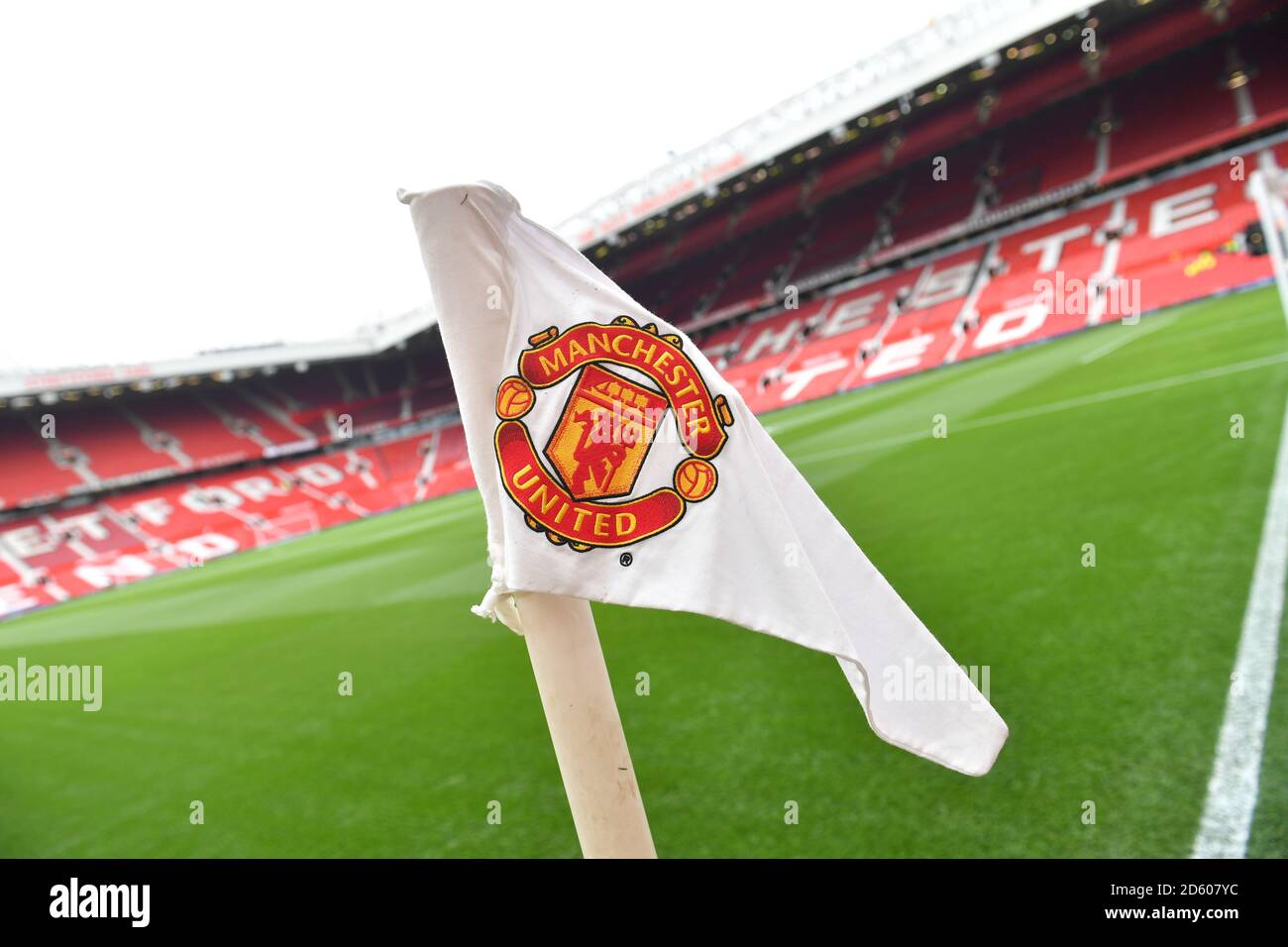 A detail view of a corner flag at Old Trafford Stock Photo - Alamy