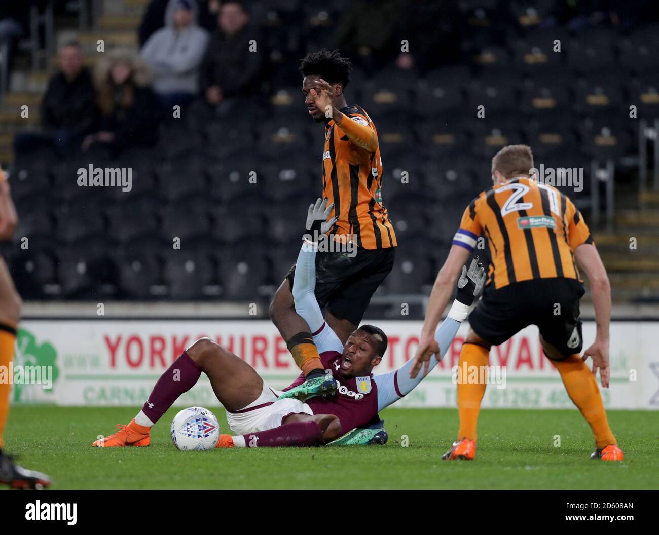 Hull City's Ola Aina fouls Aston Villa's Jonathan Kodjia Stock Photo - Alamy