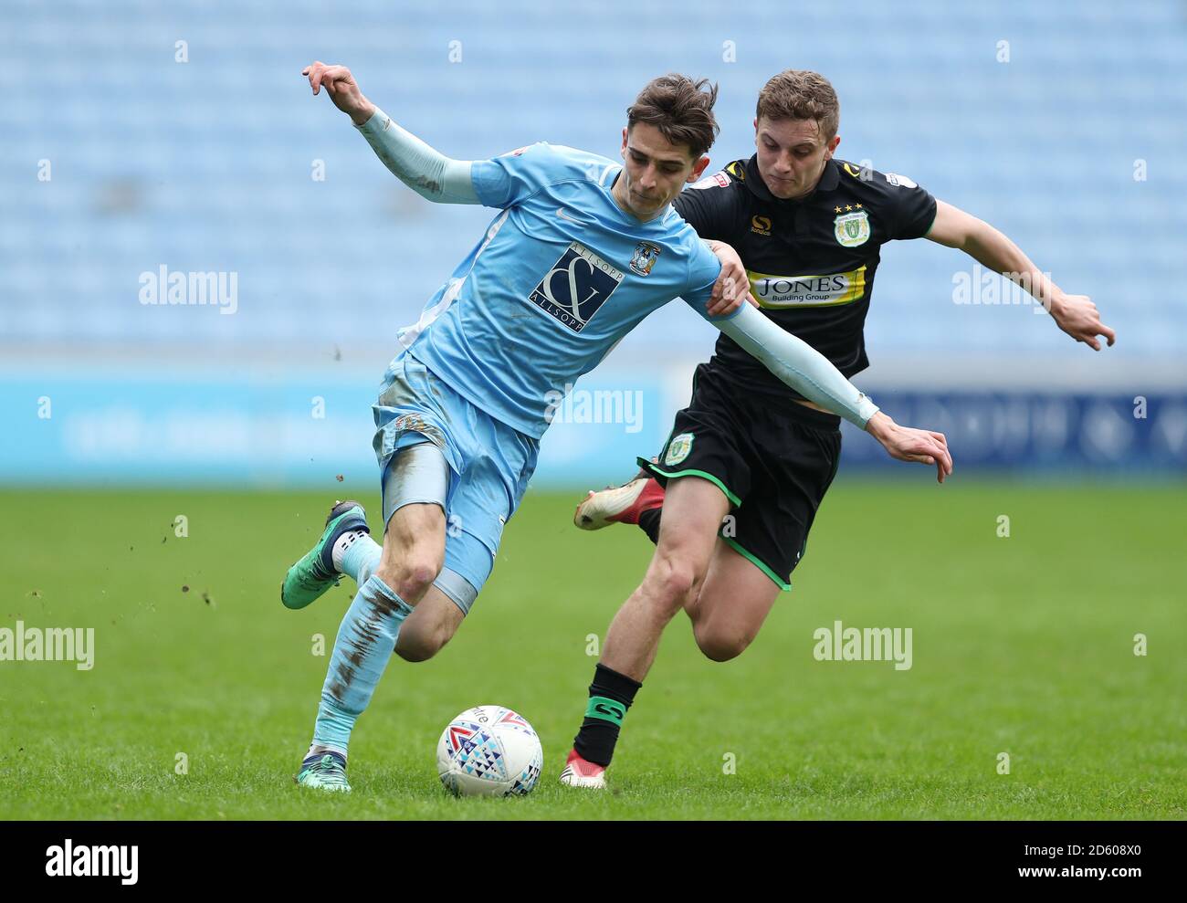 Coventry City's Tom Bayliss and Yeovil Town's Jared Bird Stock Photo ...
