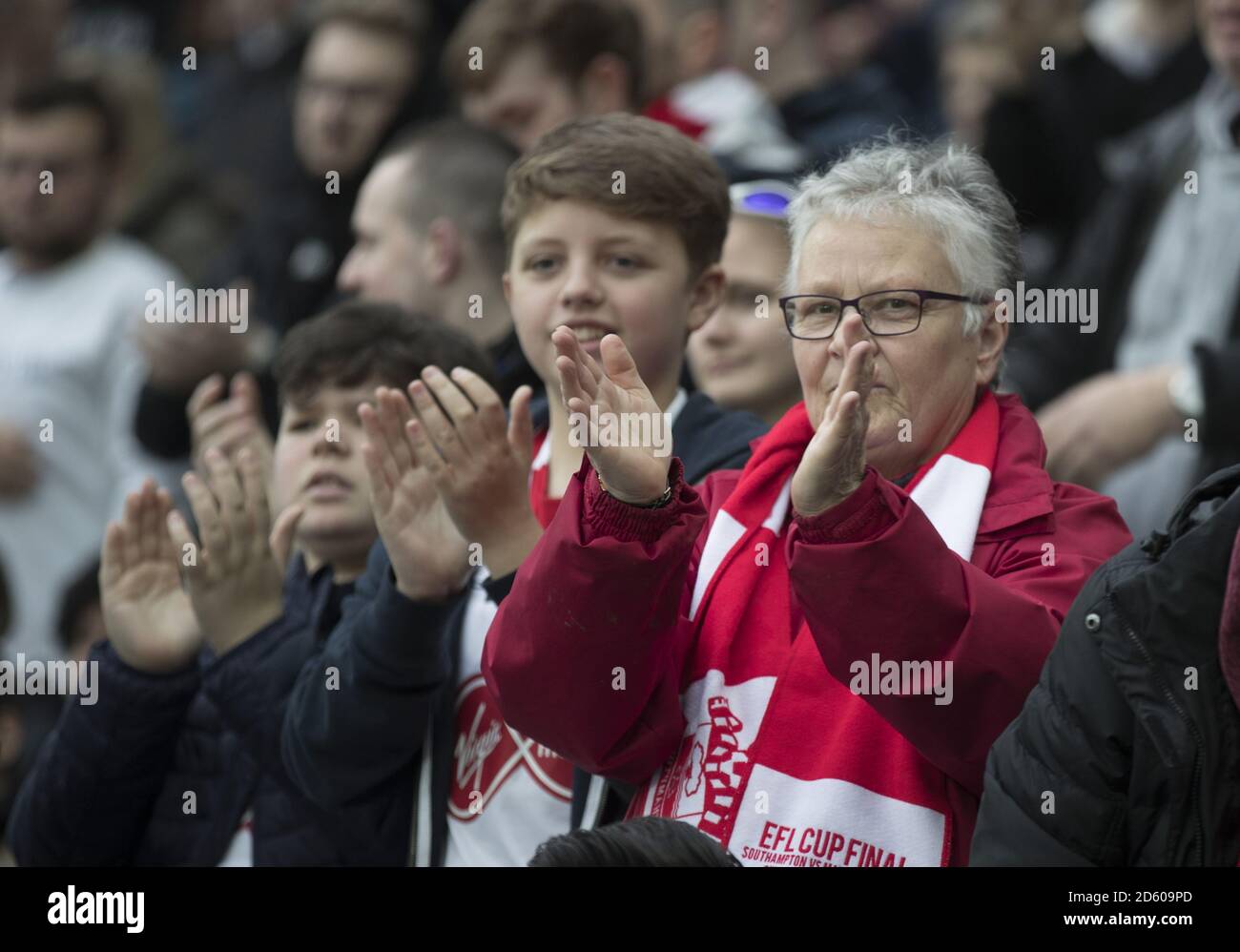 Southampton fans show support for their team in the stands Stock Photo ...