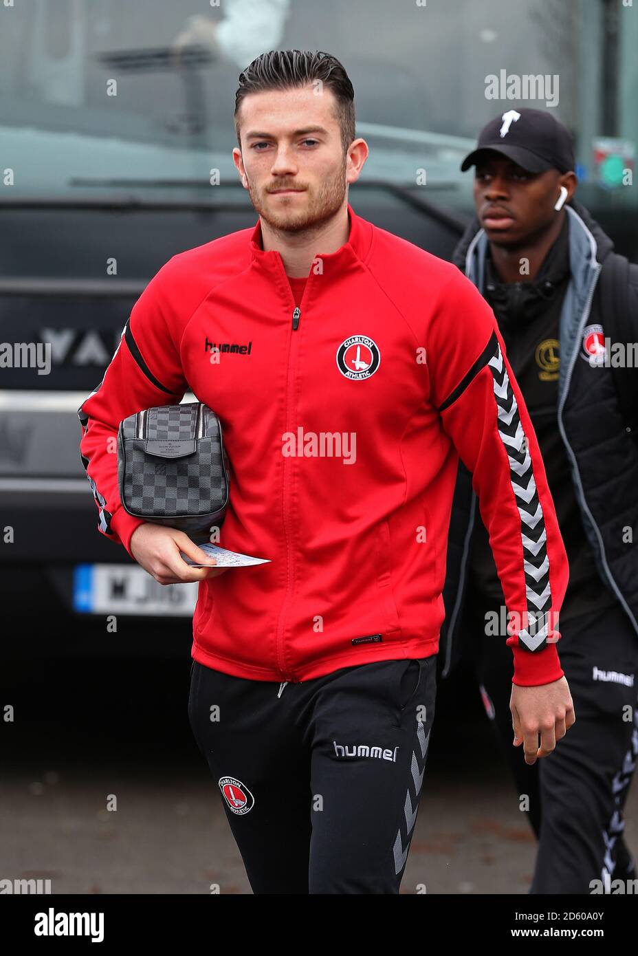 Charlton Athletic's Lewis Page arrives at The Memorial Stadium Stock ...