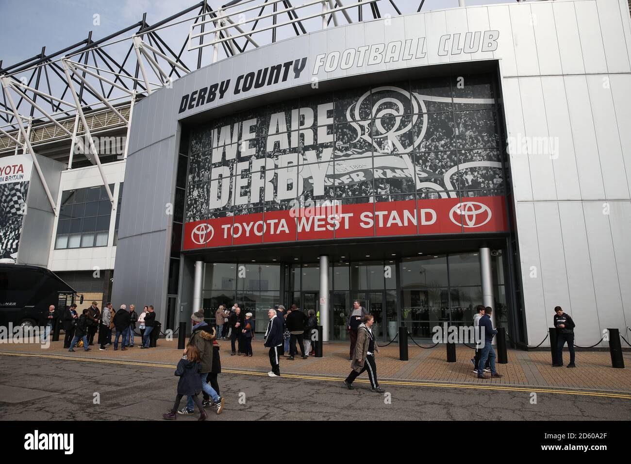 Derby County's supporters outside the stadium before the match at Pride ...