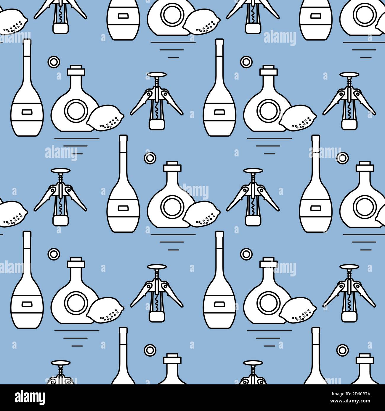 Seamless pattern Vector illustration Bottles of alcoholic beverage ...