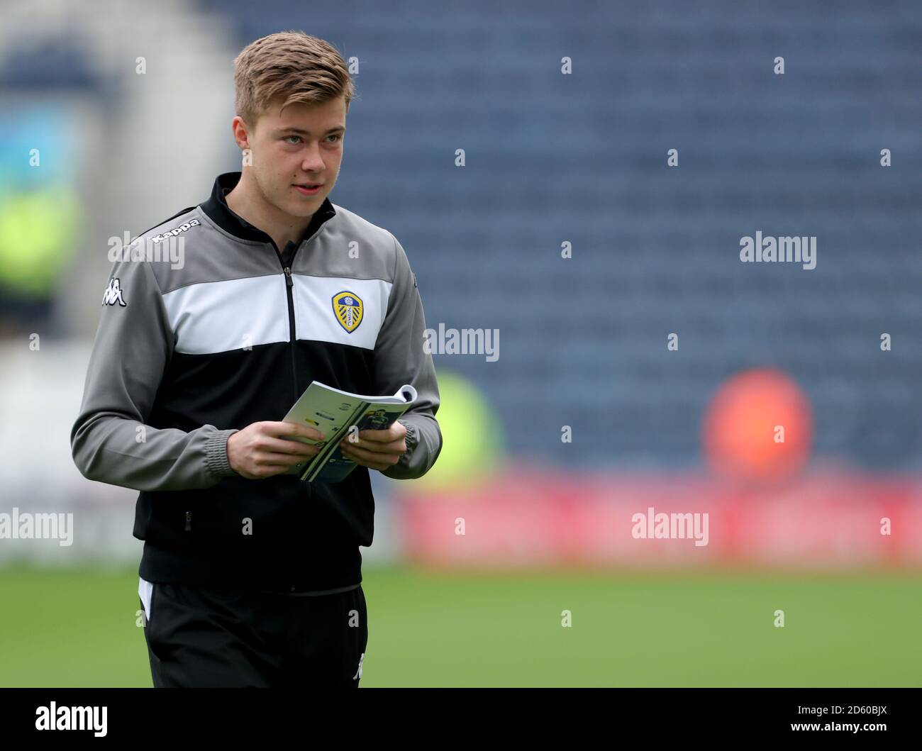 Leeds United goalkeeper Bailey Peacock-Farrell reading the matchday ...