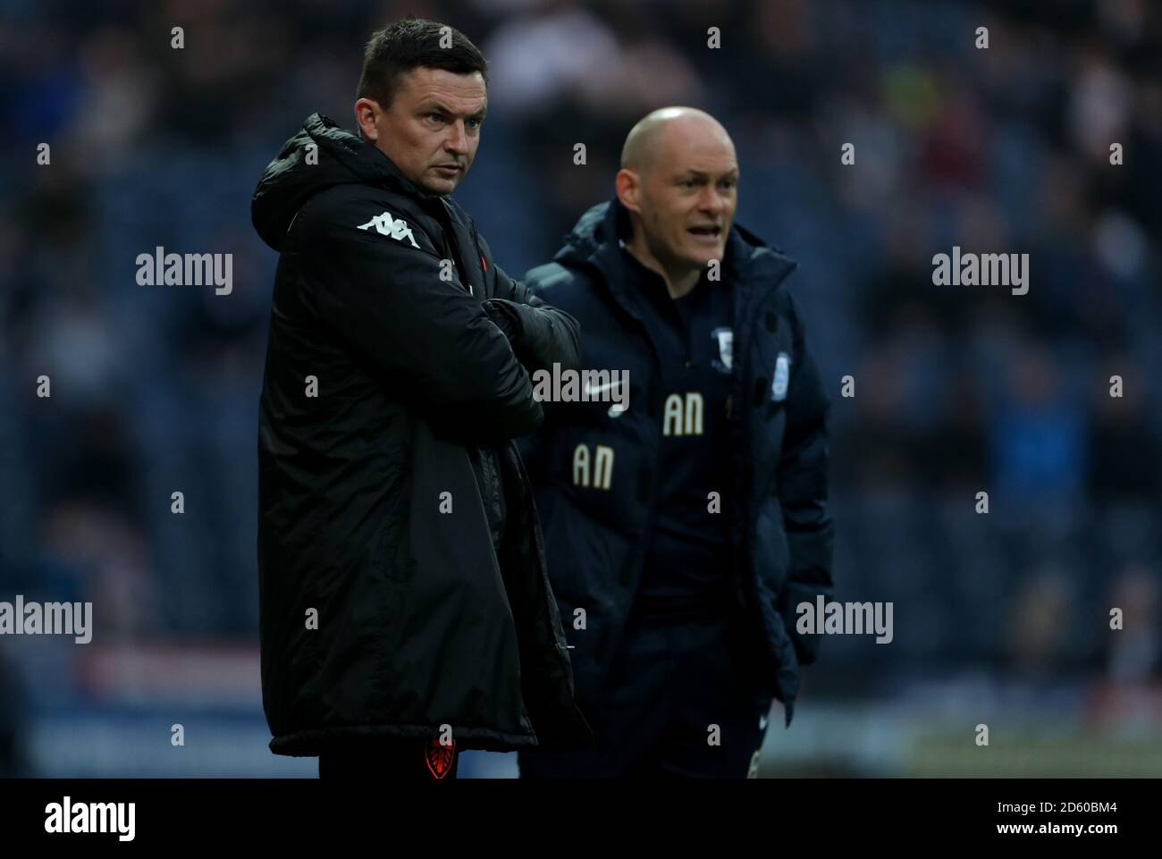 Leeds United manager Paul Heckingbottom and Preston North End manager ...