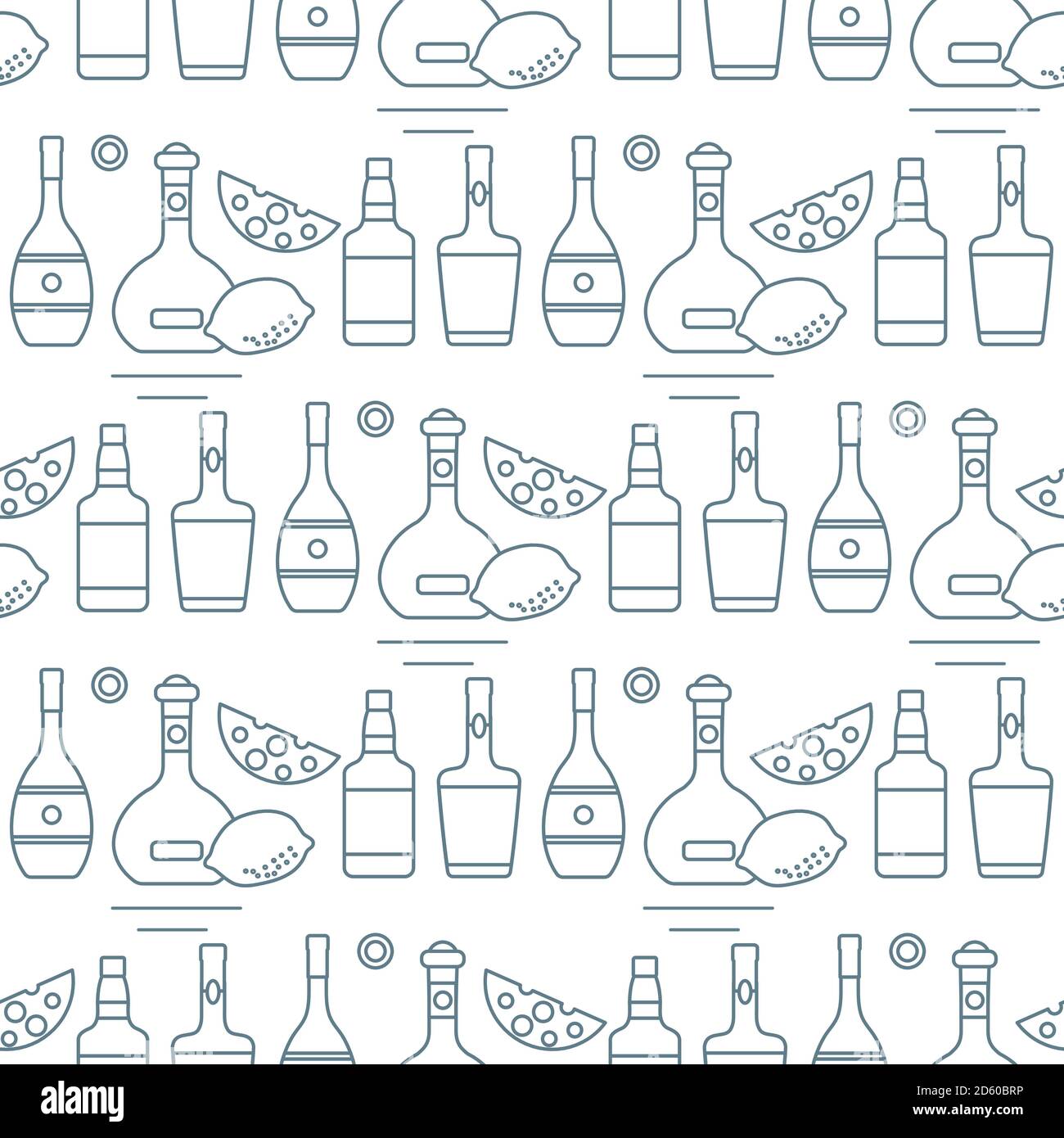 Seamless pattern Vector illustration Bottles of alcoholic beverage ...