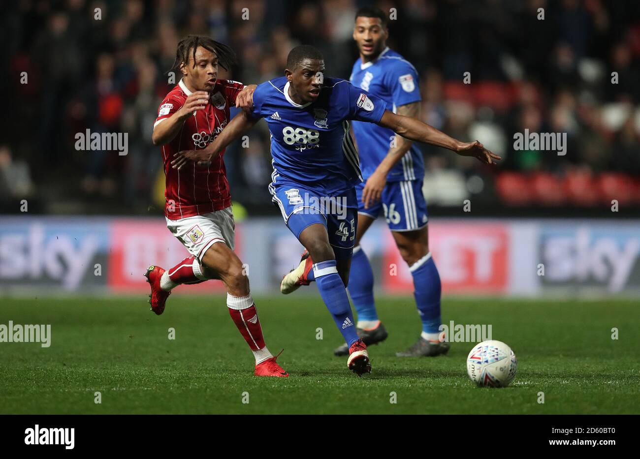 Bristol City's Bobby Reid and Birmingham City's Wes Harding Stock Photo ...