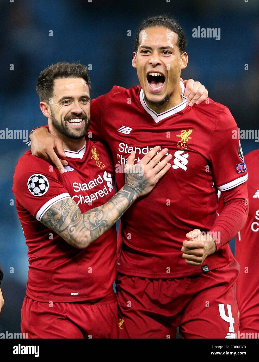 Liverpool's Virgil van Dijk (right) and Danny Ings celebrate at the end ...