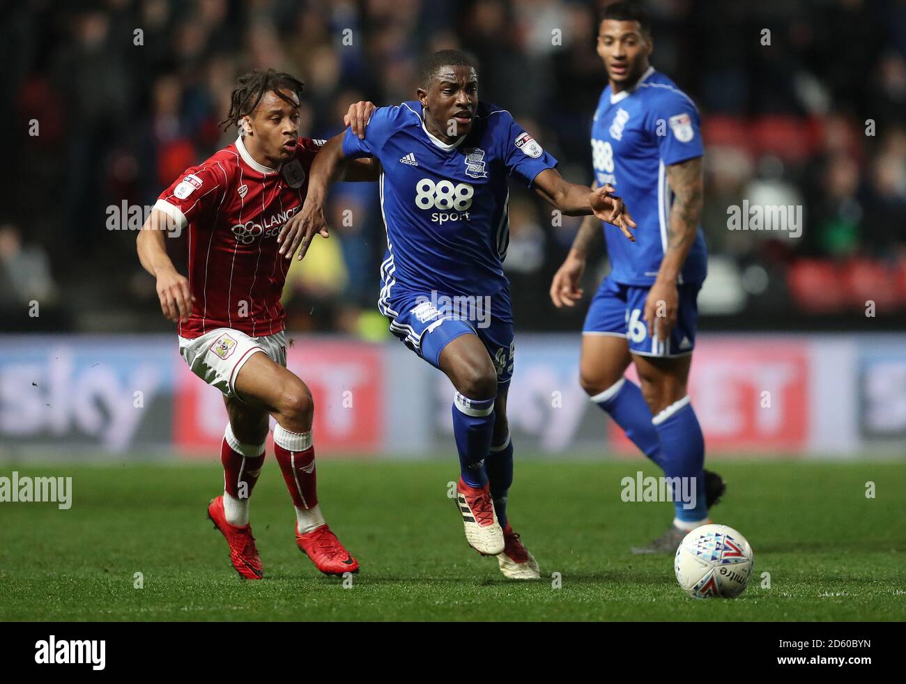 Bristol City's Bobby Reid and Birmingham City's Wes Harding Stock Photo ...