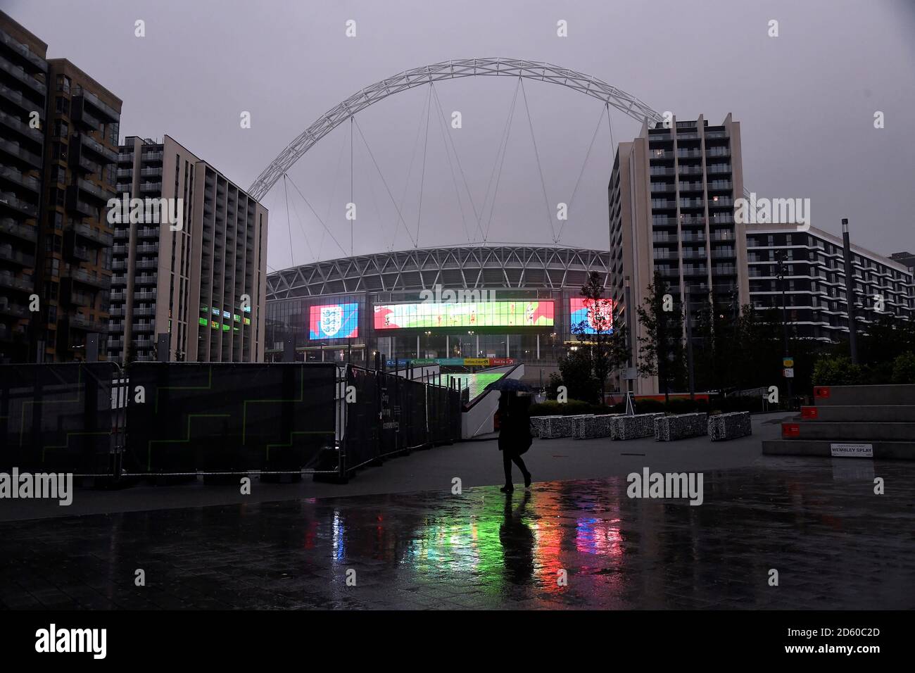 General view outside the ground as the rain comes down ahead of the ...