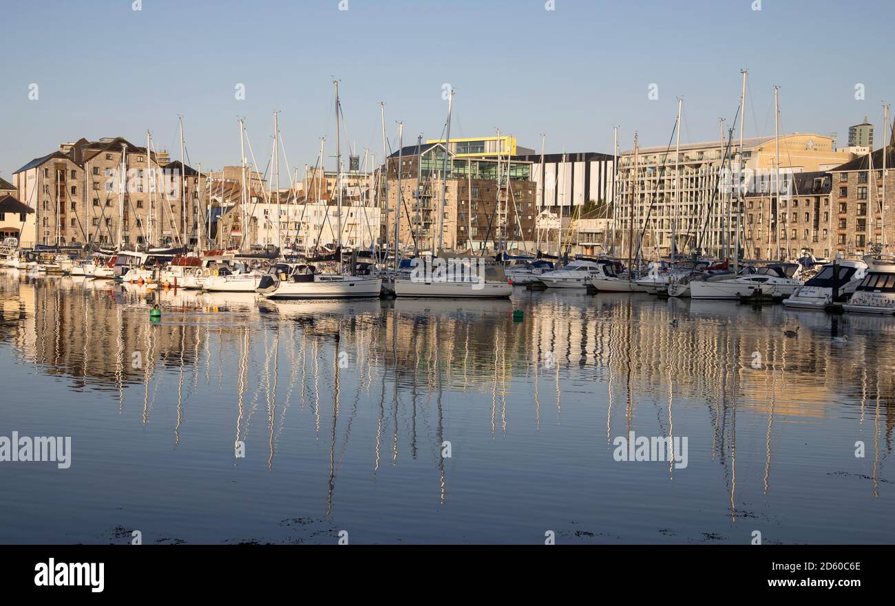 boats moored in sutton harbour in the barbican in plymouth devon Stock ...