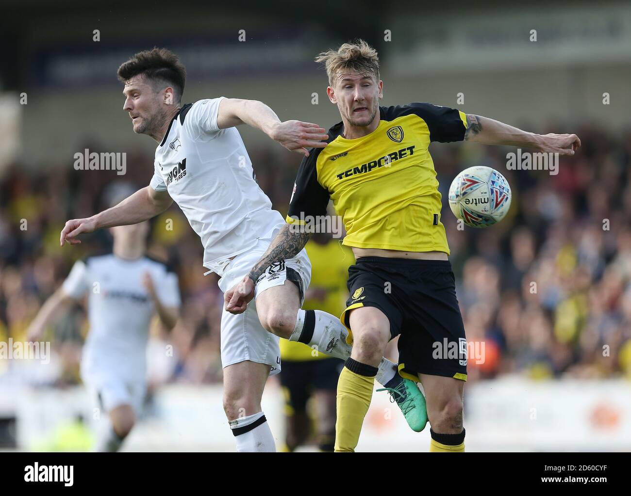 Burton Albion's Kyle McFadzean and Derby County's David Nugent during ...