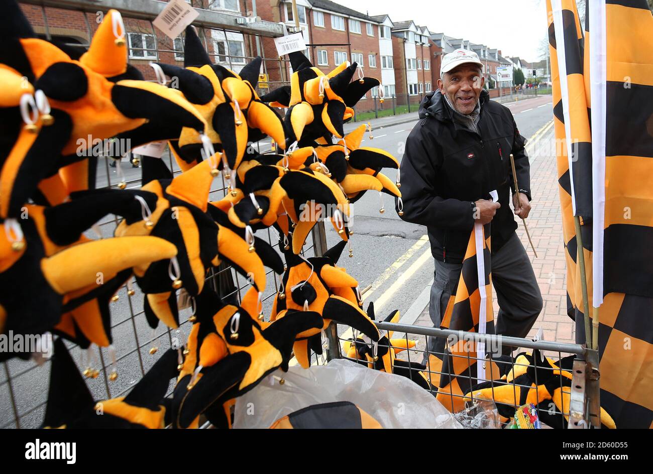 Wolverhampton Wanderers hat sellers before the match at the Molineux ...