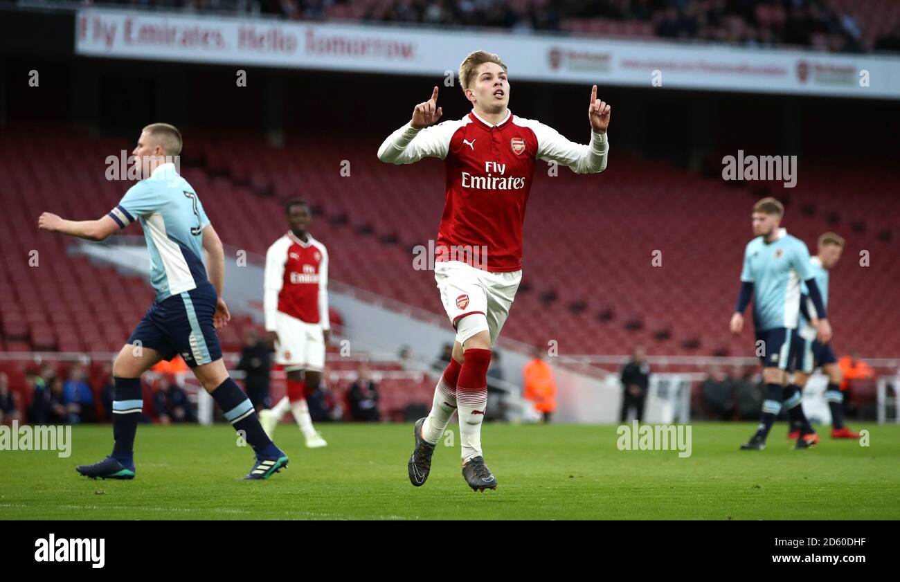 Arsenal's Emile Smith Rowe celebrates scoring his side's fourth goal of ...