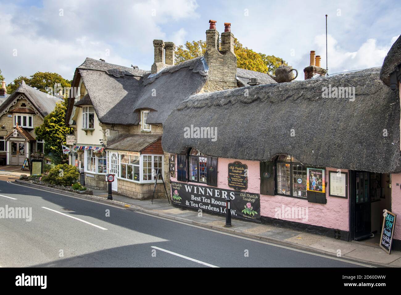 thatched old buildings and tea rooms in shanklin old village near ...