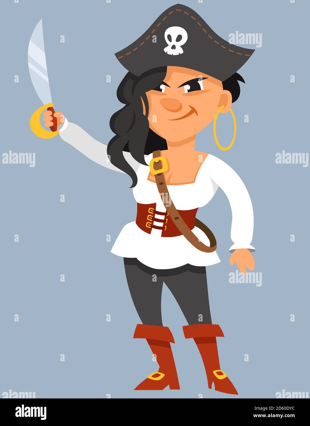 Female pirate holding saber. Funny character in cartoon style Stock Vector Image & Art - Alamy