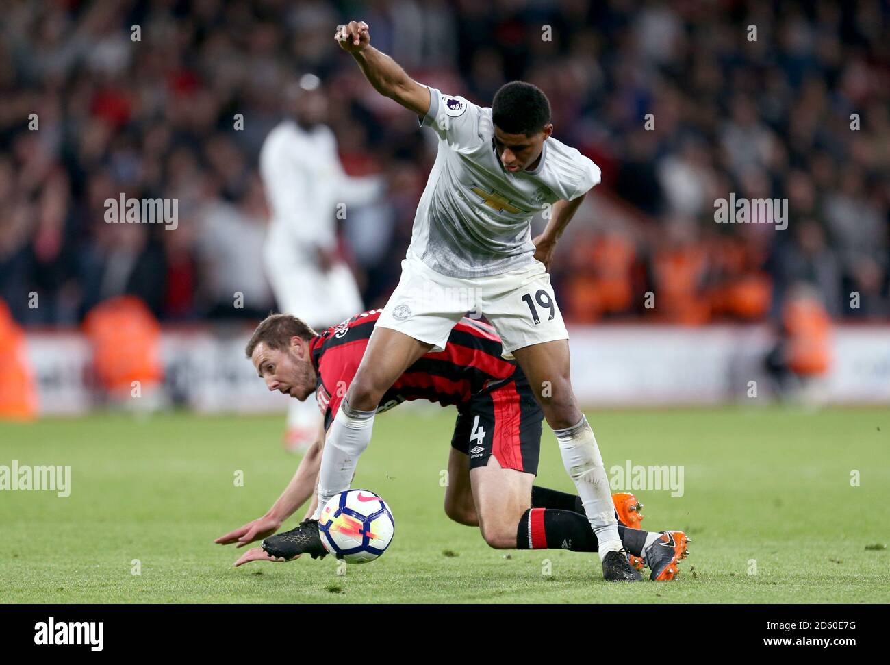 Manchester United's Marcus Rashford (front) and AFC Bournemouth's Dan ...