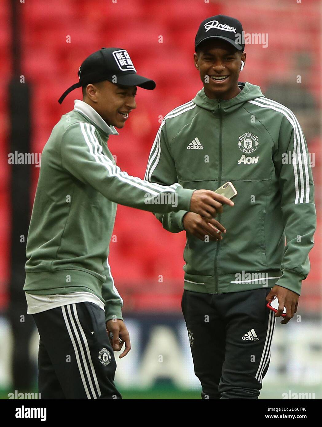 Manchester United's Jesse Lingard (left) and Marcus Rashford inspecting ...