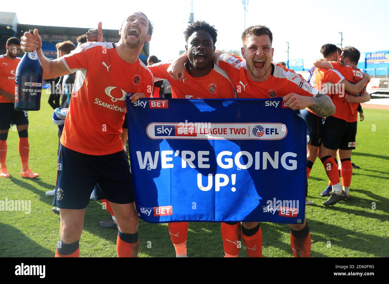 Luton Town's Danny Hylton (left), Pelly Ruddock-Mpanzu (centre) and ...