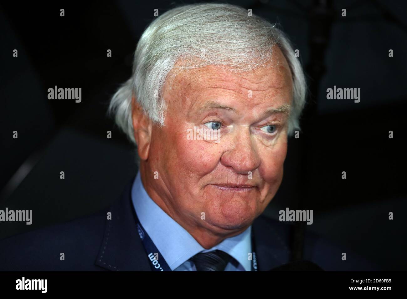 Ron Atkinson appearing for mutv before the game Stock Photo - Alamy