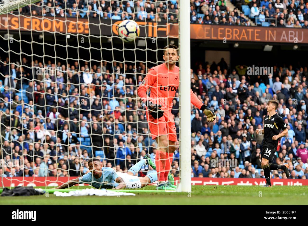 Manchester City's Gabriel Jesus scores his side's fifth goal of the ...