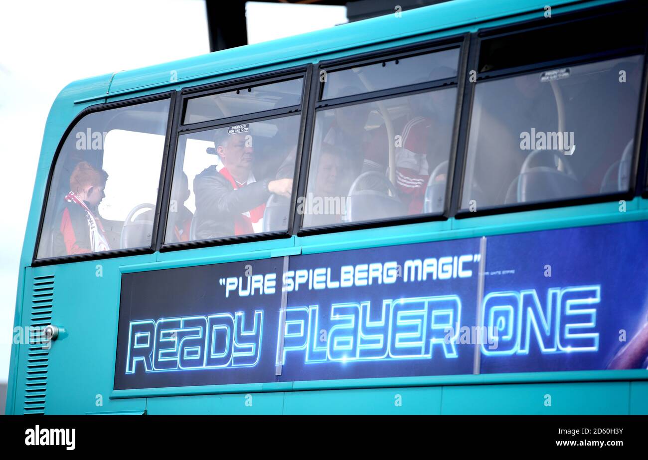 Liverpool fans arrive at the ground ahead of the Premier League match ...