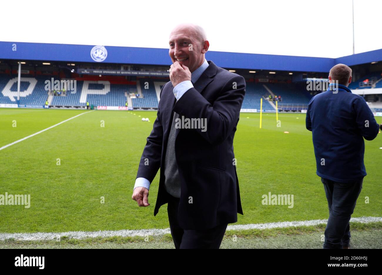 Queens Park Rangers manager Ian Holloway checks out the pitch before ...