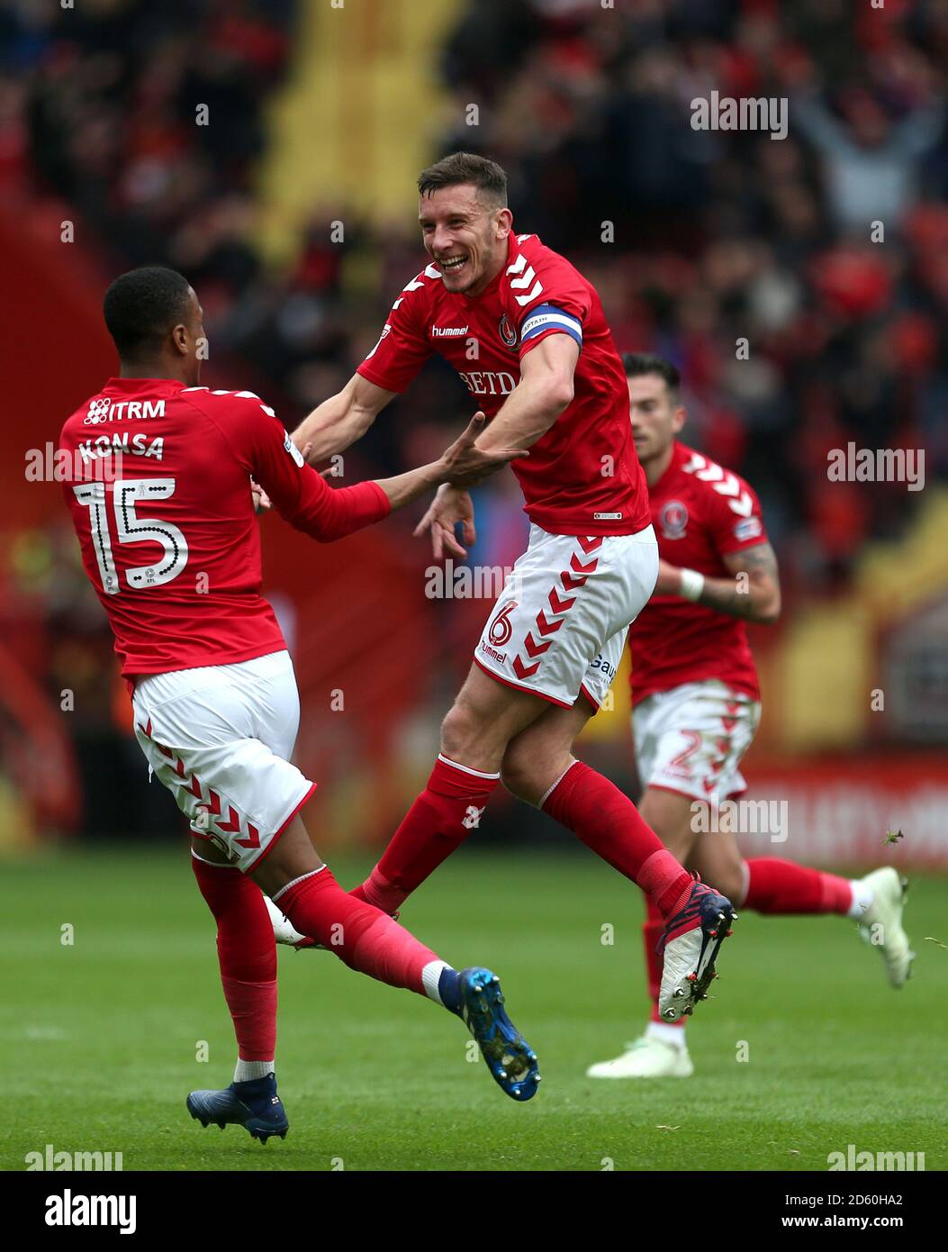 Charlton Athletic's Jason Pearce celebrates scoring his side's first ...