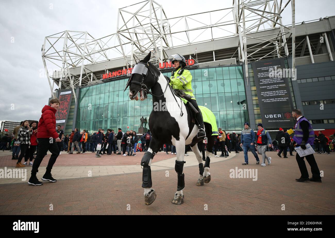 Mounted police outside Old Trafford Stock Photo - Alamy