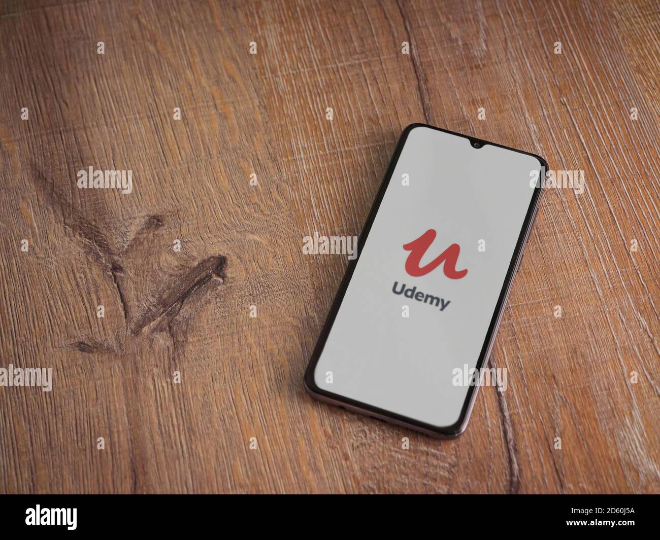 Lod, Israel - July 8, 2020: Udemy app launch screen with logo on the ...