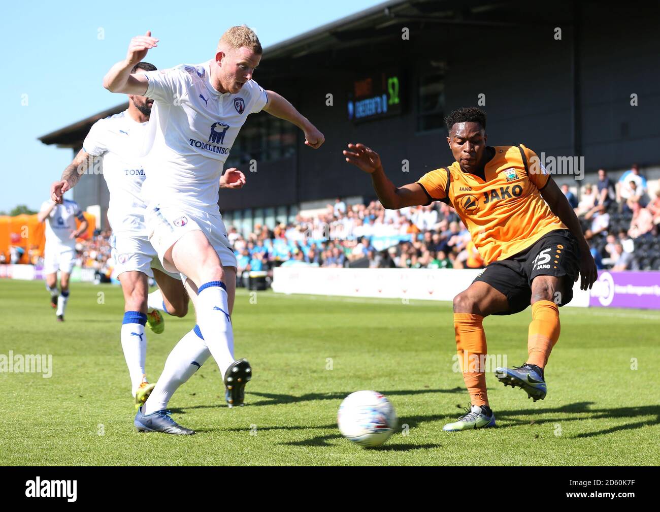 Chesterfield's Alex Whitmore, left, vias with Barnet's Jean-Louis Akpa ...