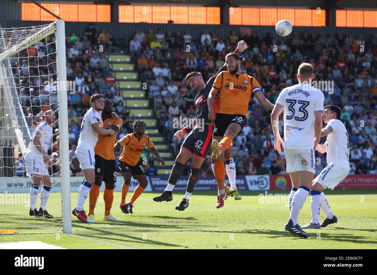 Chesterfield's goalkeeper Joe Anyon makes a save from Barnet's Dan ...