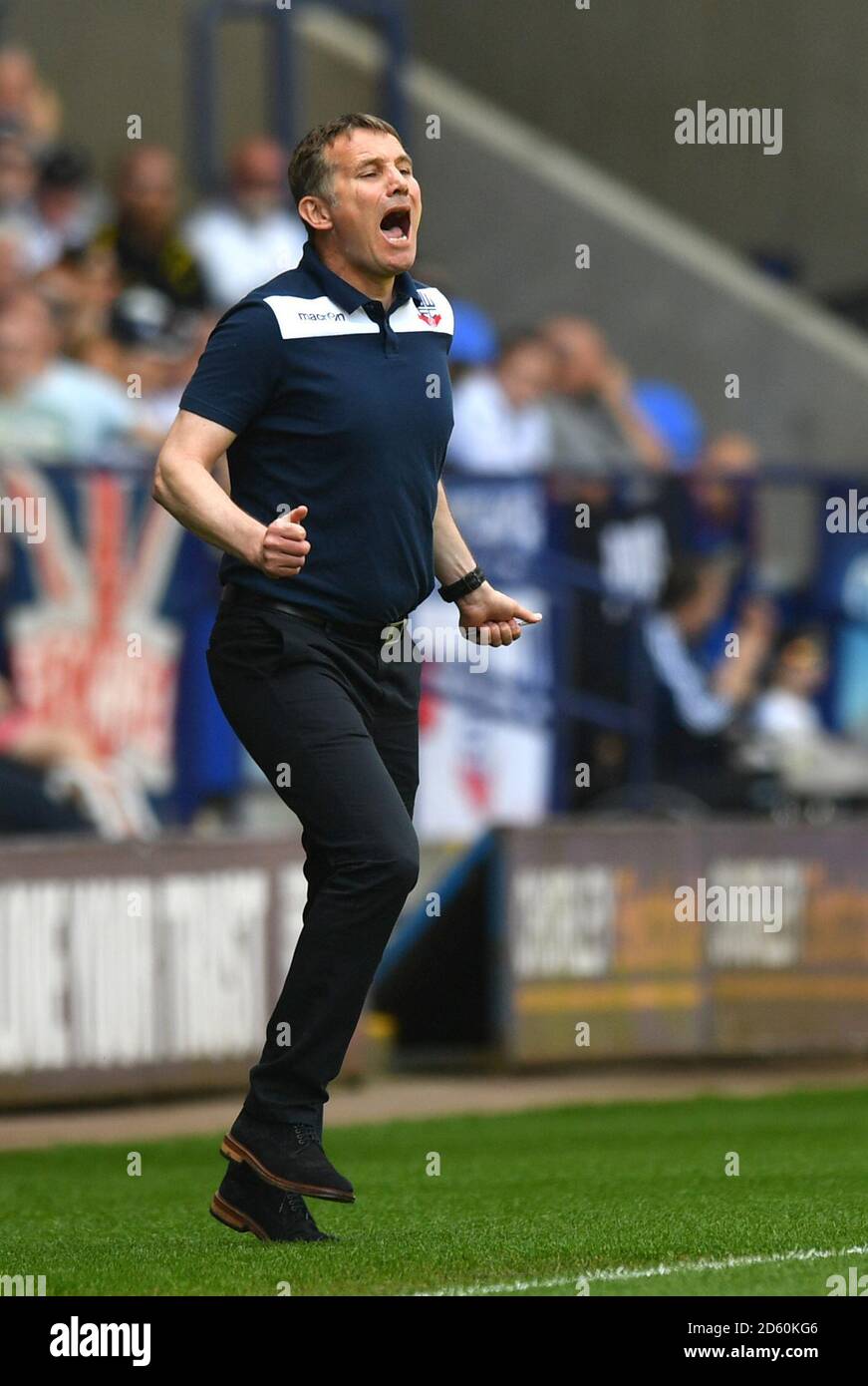 Bolton Wanderers manager Phil Parkinson reacts on the touchline Stock ...