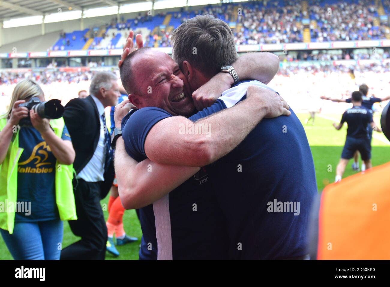 Bolton Wanderers manager Phil Parkinson (right) celebrates after the ...