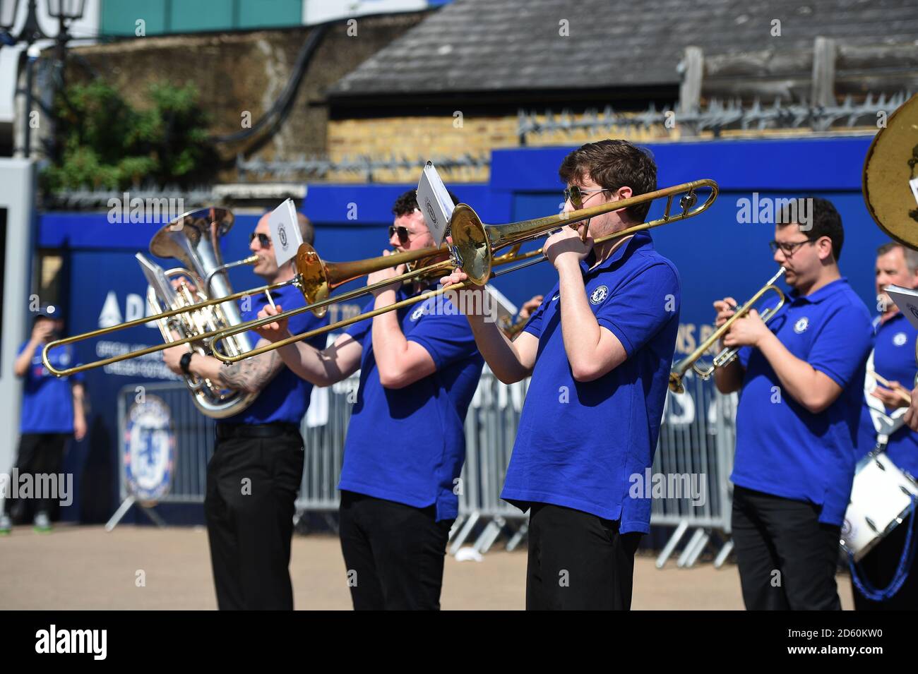 The Chelsea Brass Band playing songs before kick off Stock Photo - Alamy