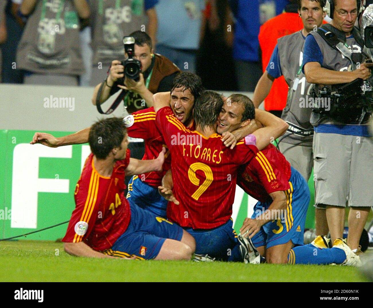 Spain's Fernando Torres (no9) celebrates scoring the second goal Stock ...