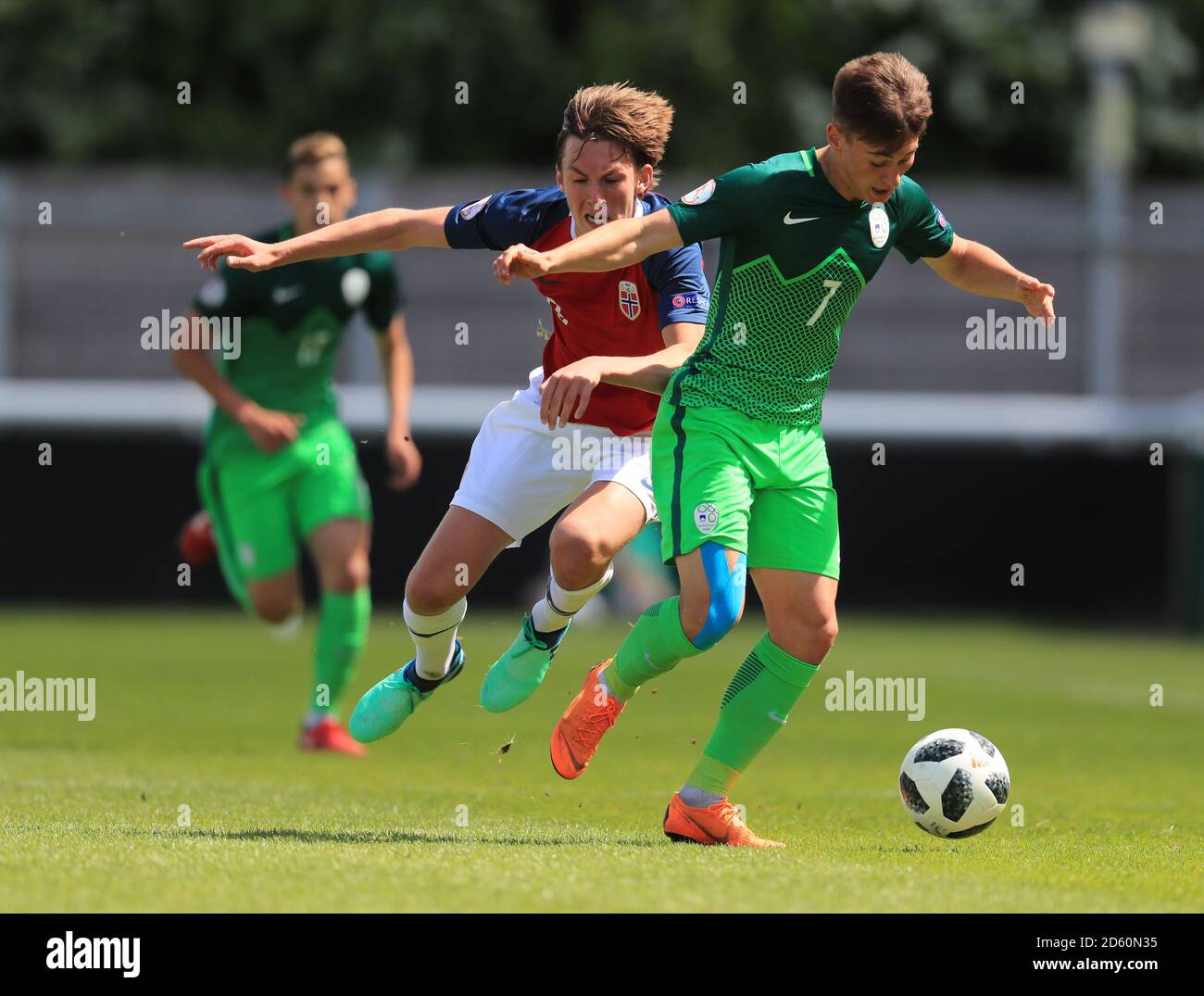 Norway's Kristoffer Askildsen (left) and and Slovenia's Martin Pecar ...