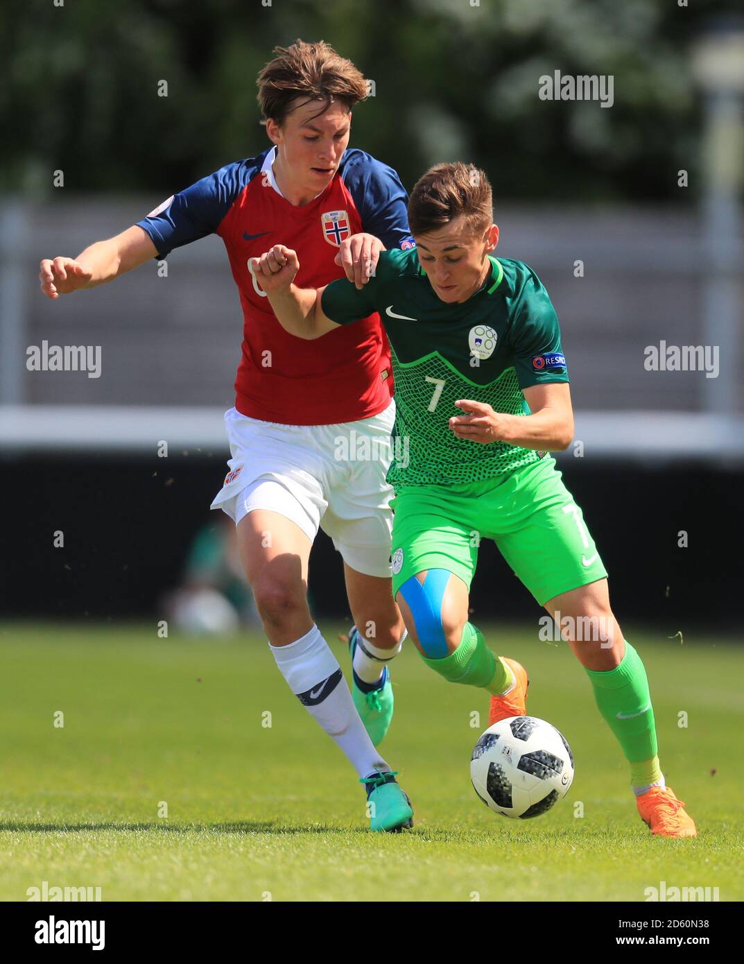Norway's Kristoffer Askildsen (left) and and Slovenia's Martin Pecar ...