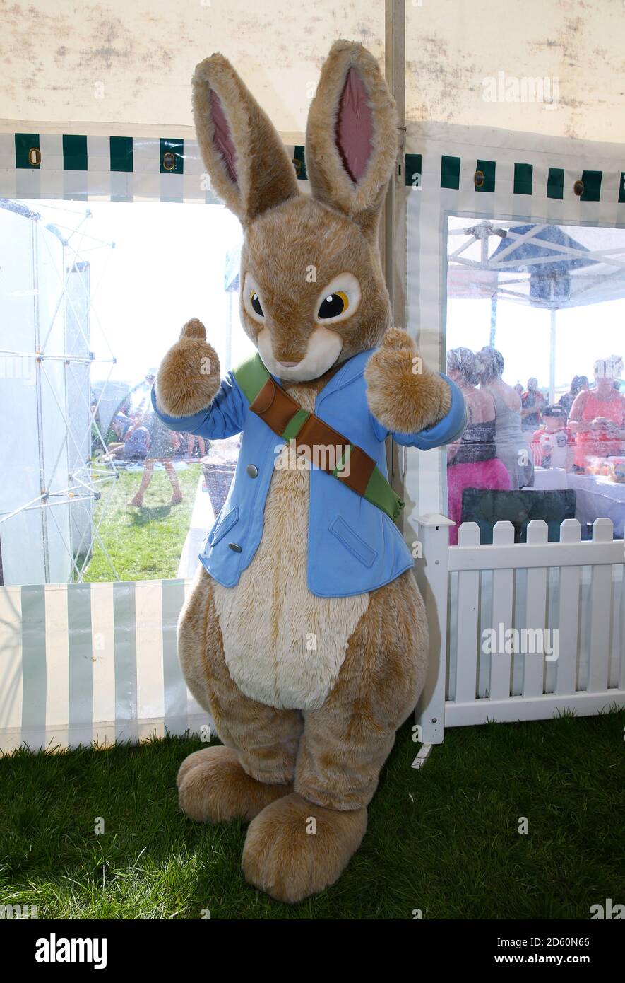 Racegoers meet Peter Rabbit during Kid's Carnival Day at Warwick Races ...