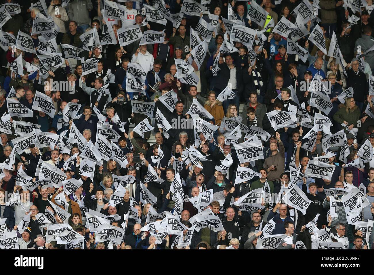 Derby County's fans wave their flags during the match at Pride Park ...