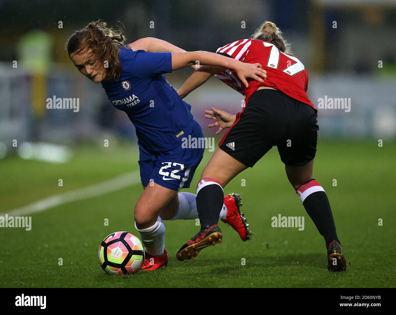 Chelsea's Erin Cuthbert and Sunderland's Abbey Joice battle for the ...