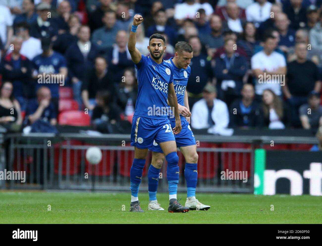 Leicester City's Riyad Mahrez celebrates scoring their second goal ...