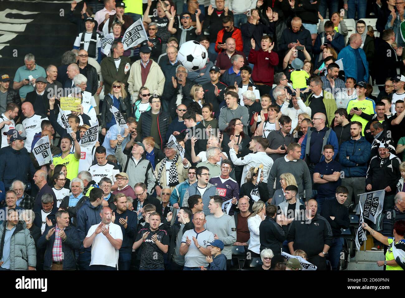 Derby County fans show their support in the stands Stock Photo - Alamy