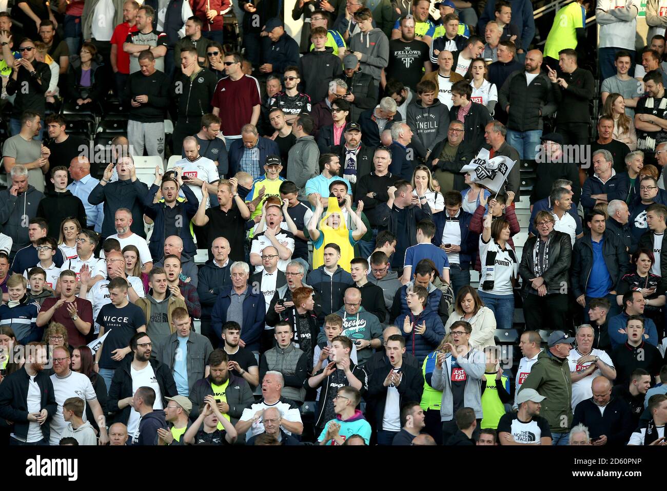 Derby County fans show their support in the stands Stock Photo - Alamy