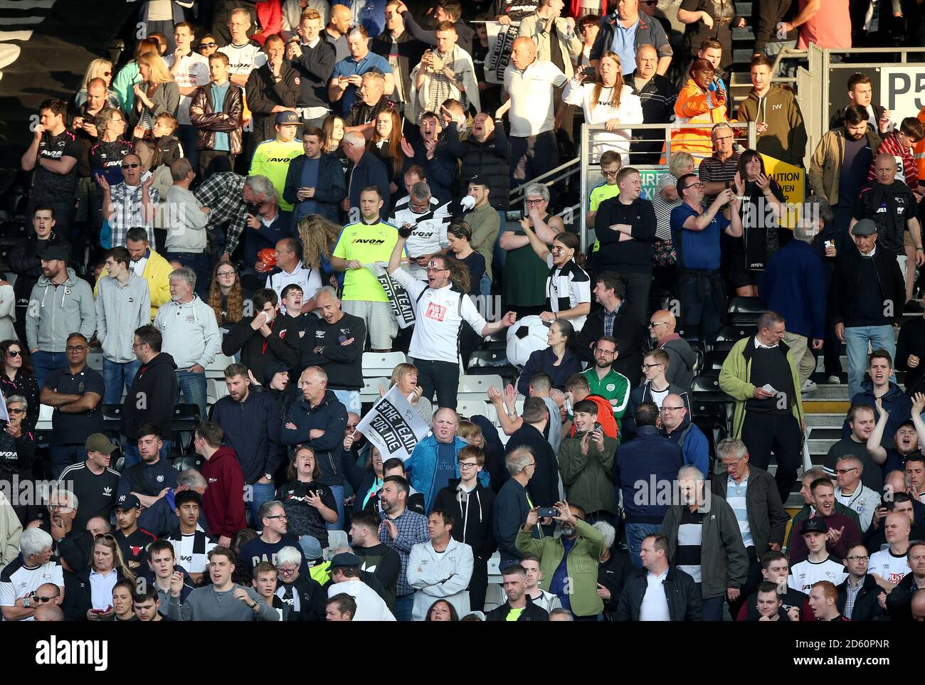 Derby County fans show their support in the stands Stock Photo - Alamy
